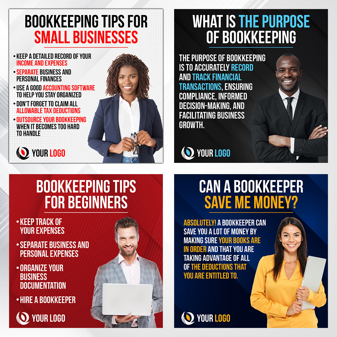 100 Bookkeeping Tips Flyers for Social Media - With Your Photo – Social ...